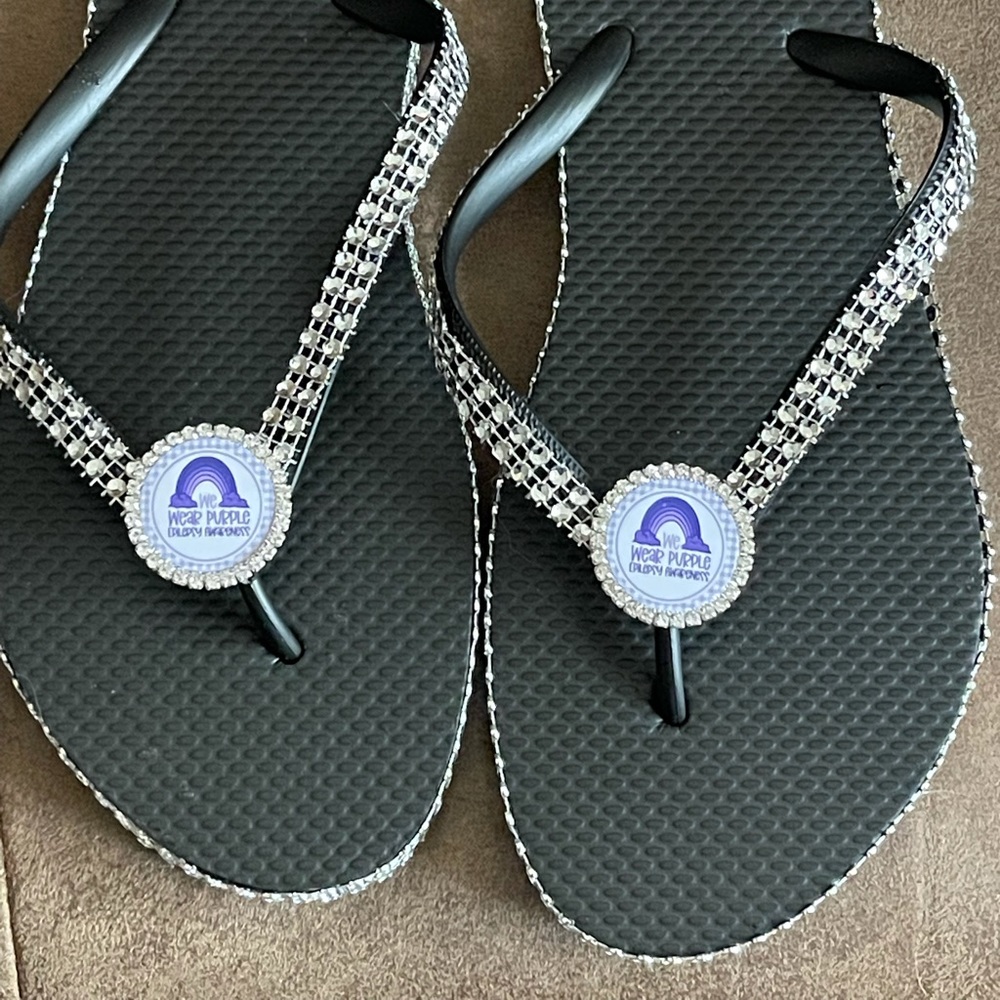 Epilepsy Awareness Flip Flops - Gem